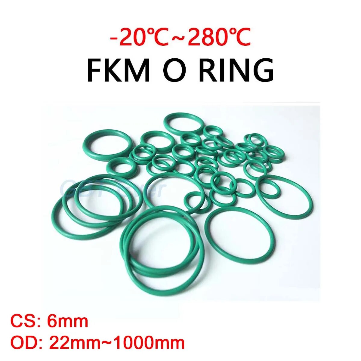 Уплотнительное кольцо FKM зеленый 6 мм 22-1000 мм OD 40mm (10Pcs)