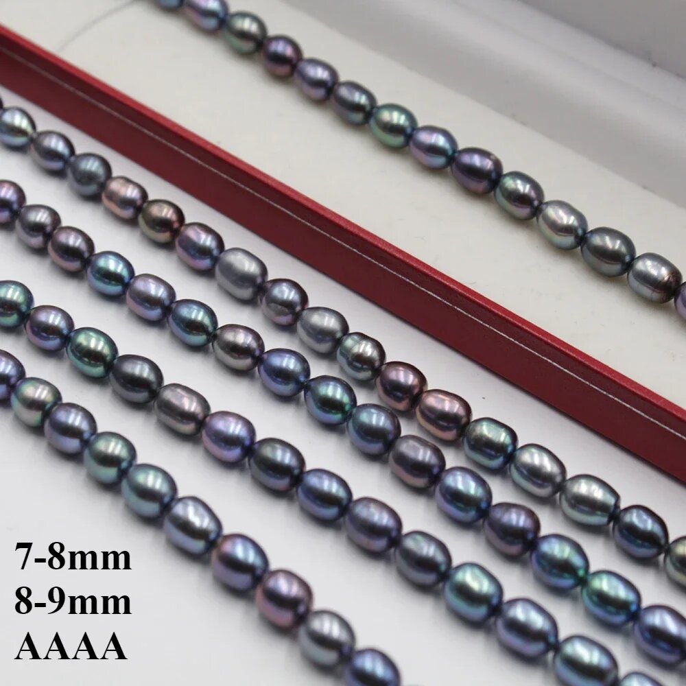 Черный пресноводный жемчуг 7-9 мм бусины 7-8mm
