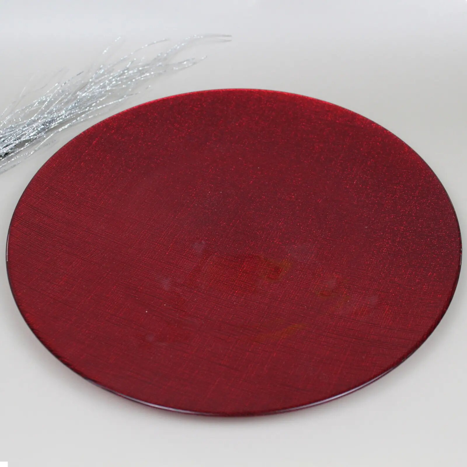 Тарелка 28см «Талисман», красная, стеклянная, гладкая, для сервировки