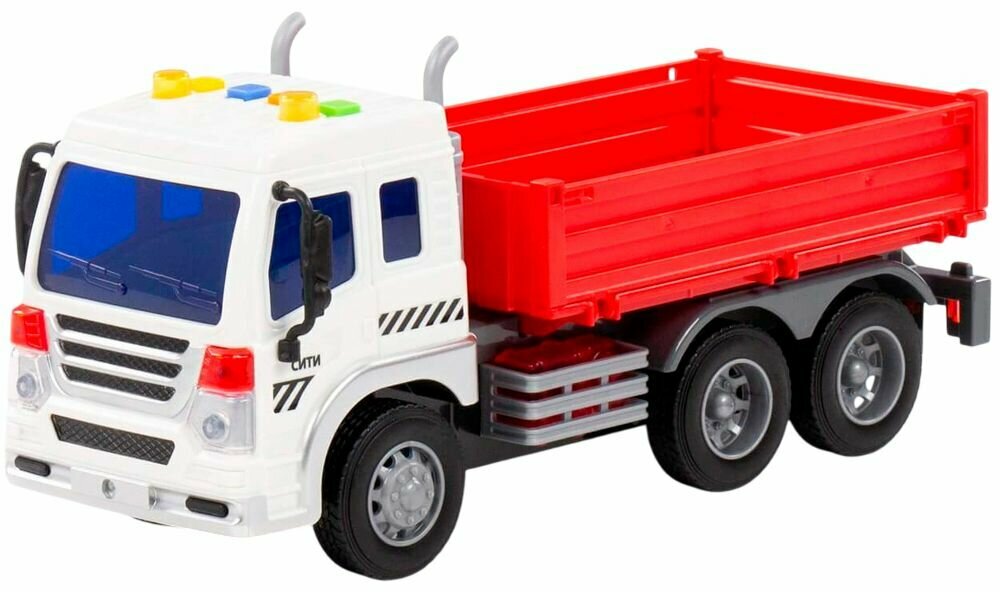 Пластиковая модель "Автомобиль бортовой Сити" для детей, игрушечный транспорт со световыми и звуковыми эффектами, детская инерционная машинка, сюжетно-ролевая игрушка, для игр в песочнице и дома