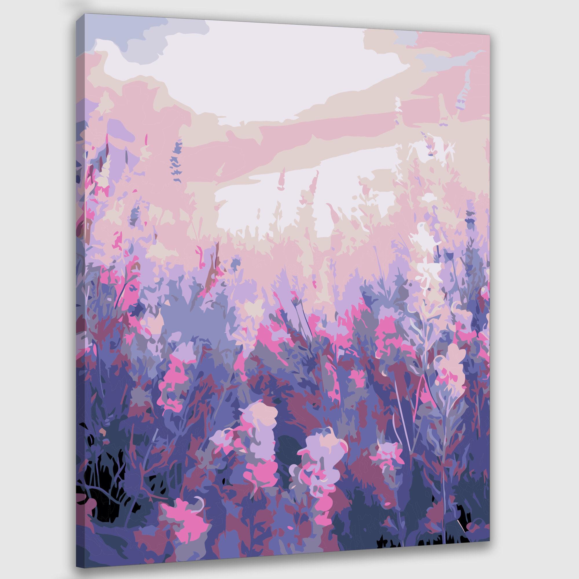 Картина по номерам 40x50 см, ланшафт, поле, лаванда, фотография, цвета, фиолетовые оттенки, безмятежное настроение