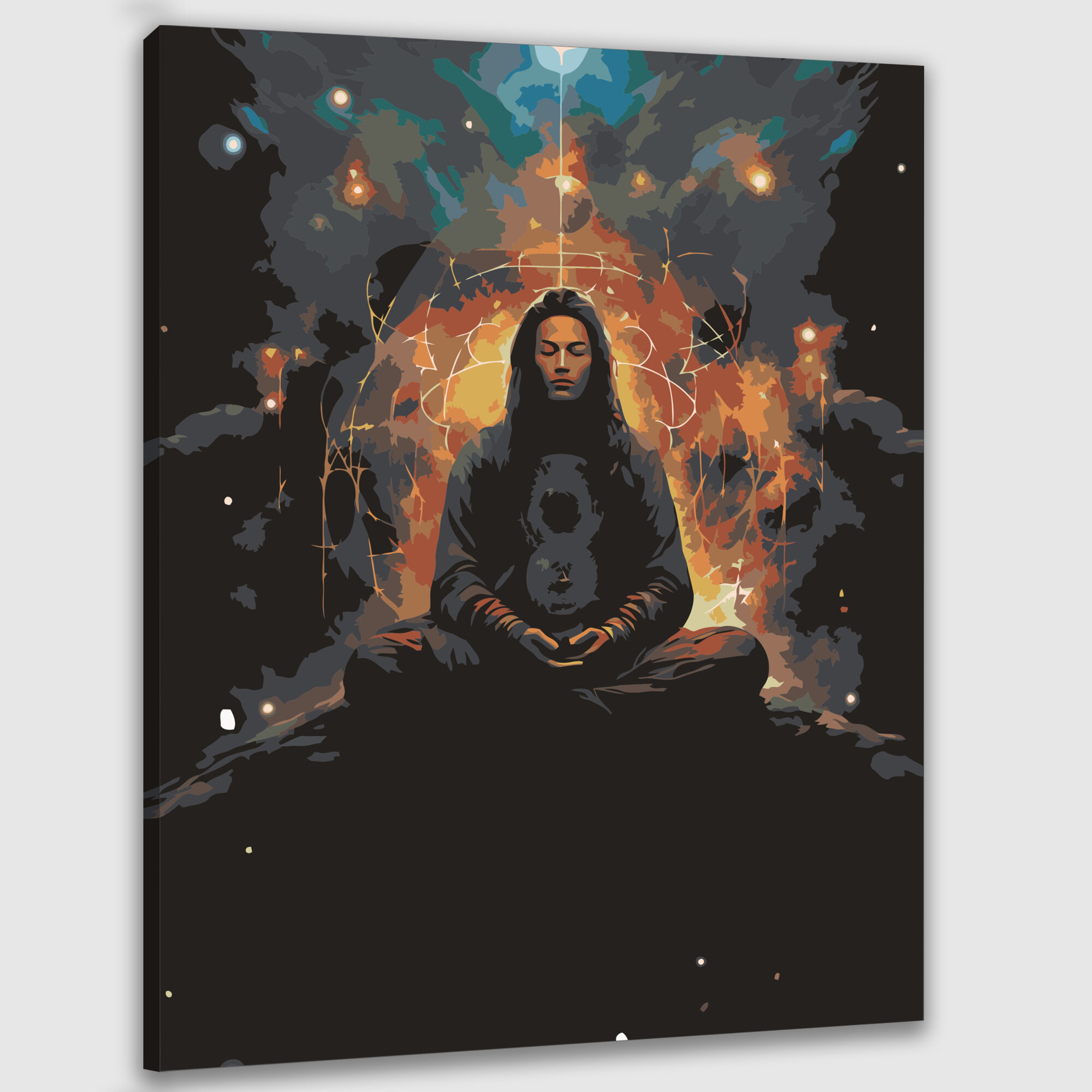 Картина по номерам 40x50 см, искусство, смешанная техника, фотография, цифровые манипуляции, шаман, медитация, связь