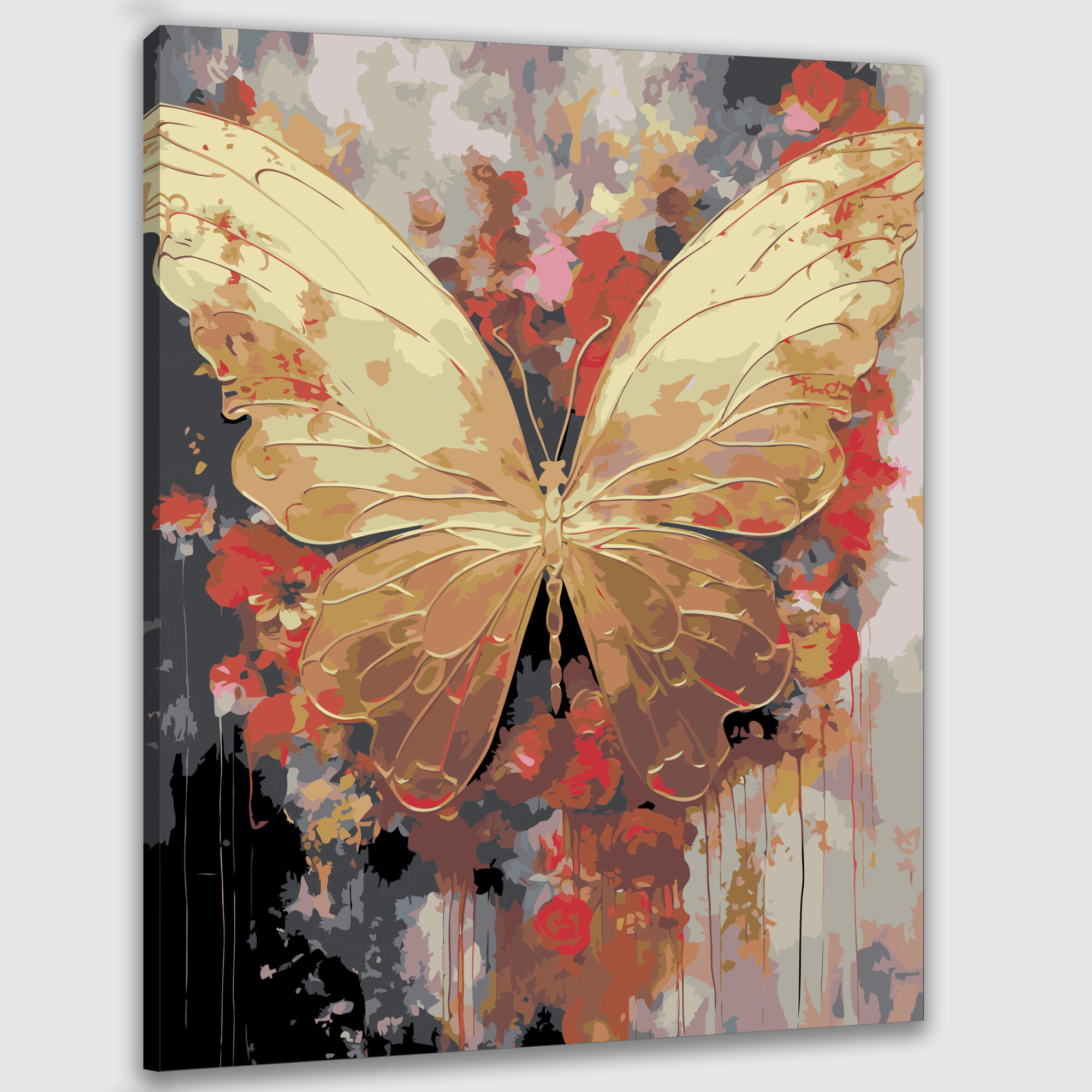 Картина по номерам 40x50 см, акриловая краска, металлическая фольга, абстрактное изображение, крылья бабочки