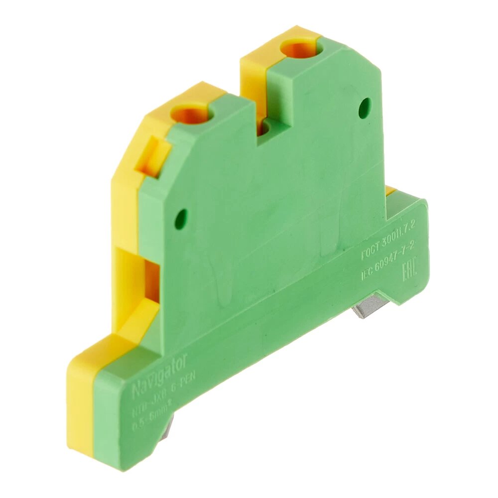 Колодка клеммная винтовая Navigator 6 кв. мм желто-зеленая (10 шт.) (612249)