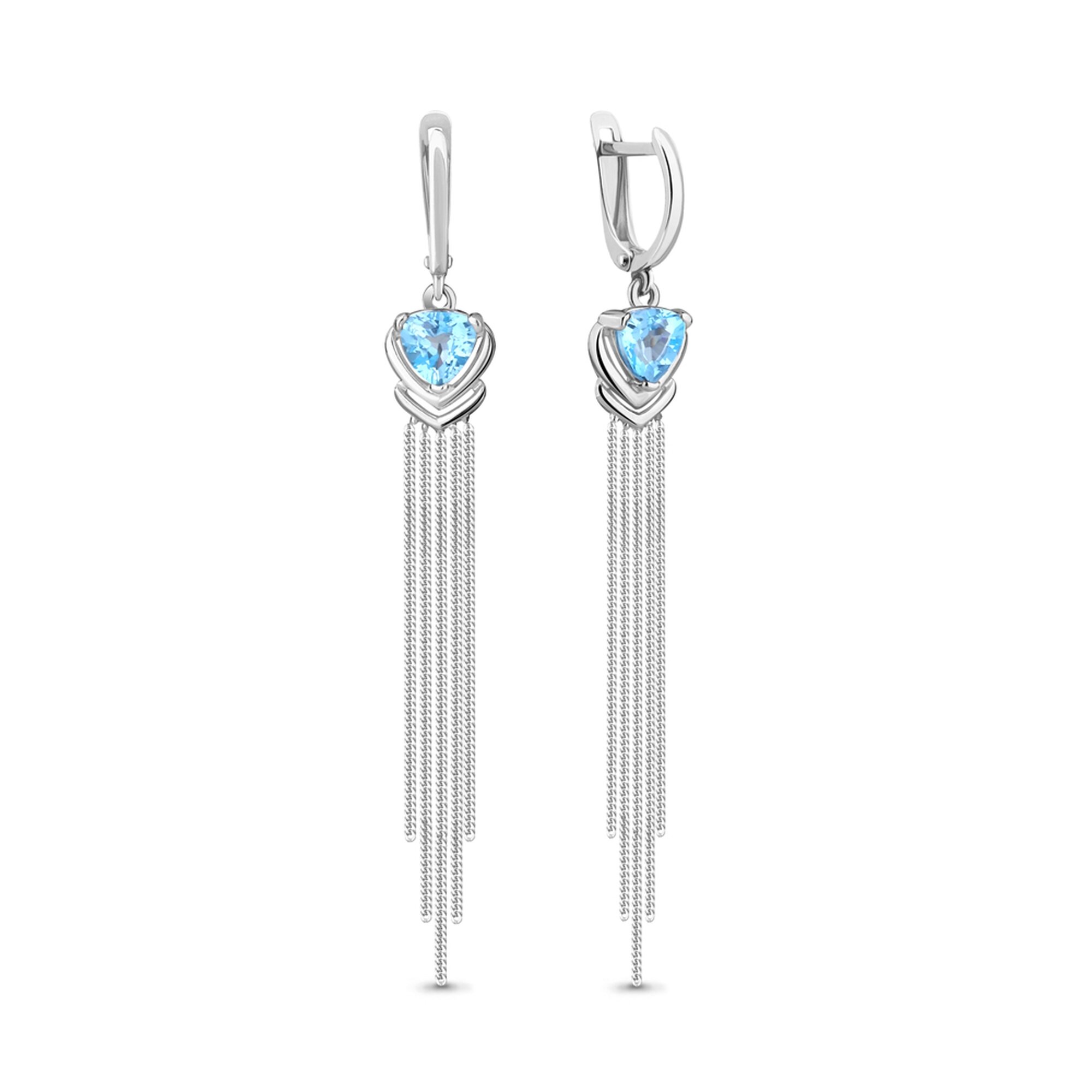 Серьги, серебро, 925 проба, родирование, топаз