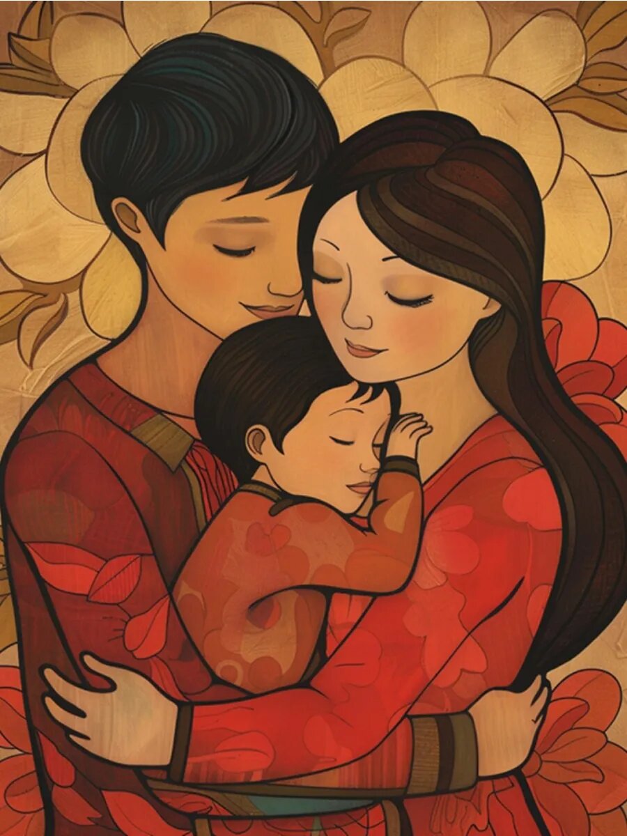 Картина по номерам семья 40х50