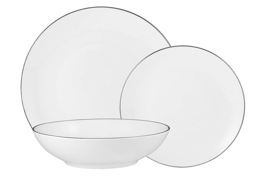 Сервиз обеденный, 8 перс, 24 пр, фарфор P, белый, с серебристым кантом, White Platinum (Maxwell&Williams)