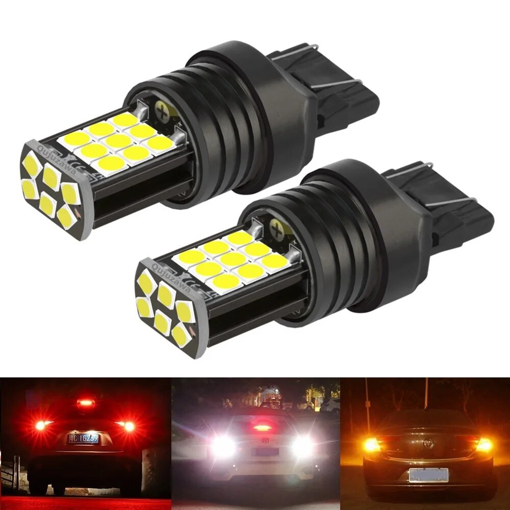 2 шт. T20 LED 7443 W21/5W 7440 W21W Светодиодные лампы Супер яркие автомобильные задние стоп-сигналы Поворотники Автоматические лампы заднего хода Белый Красный Желтый белый