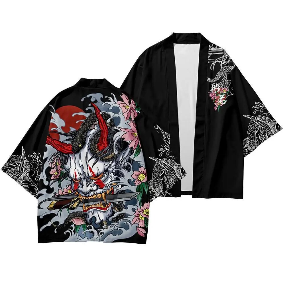 Японский кимоно комплект CEARPION полиэстер Черный, 3XL, Kimono Cardigan 9