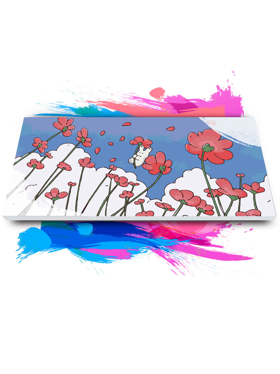 Картина по номерам на холсте Заяц и красные маки, 30 х 60 см