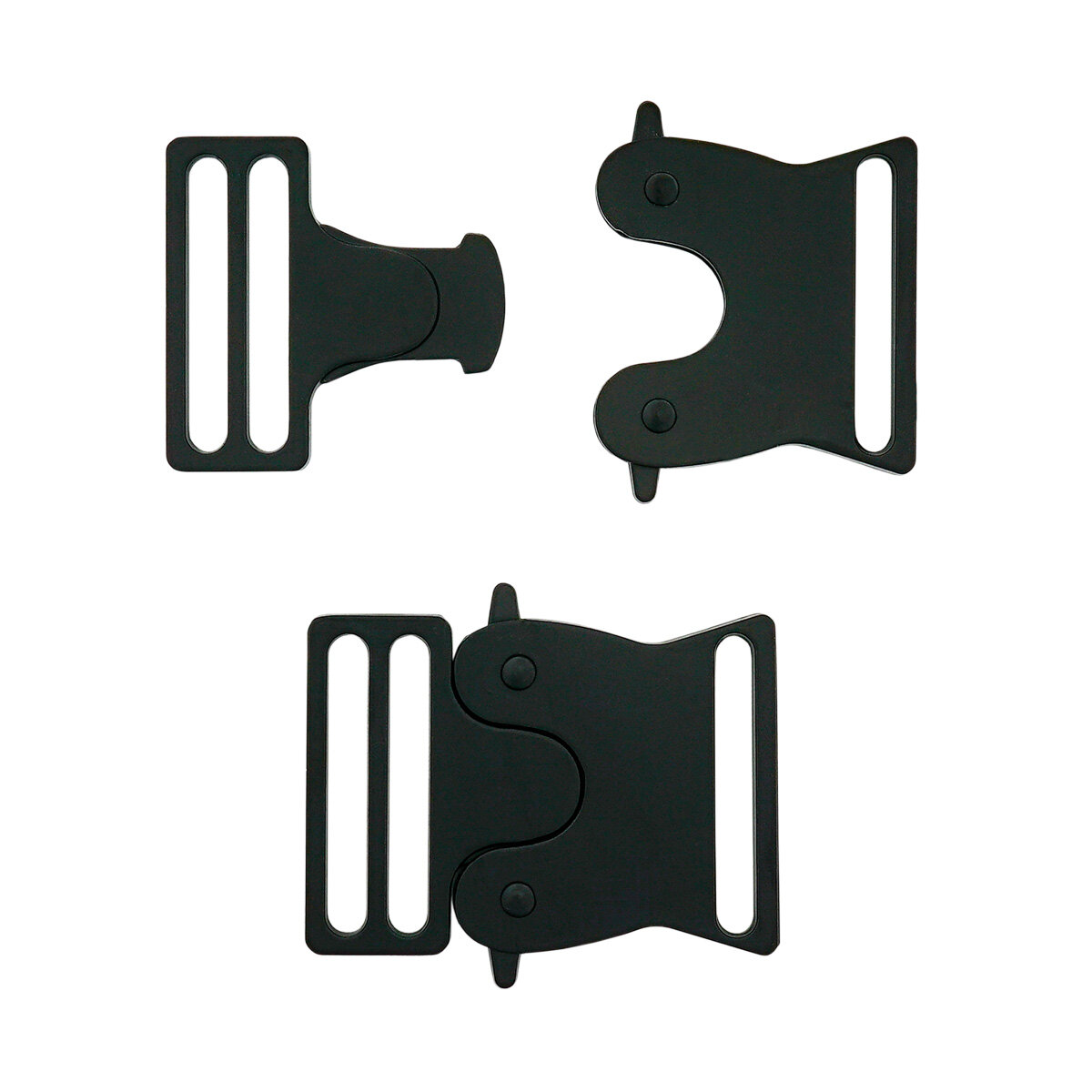 Фастекс, 38 мм, металлический, цвет черный матовый, 6 штук, Айрис