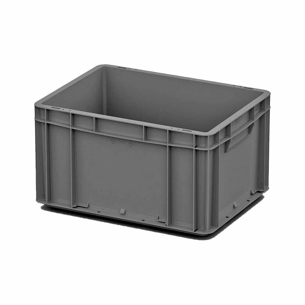 Дигрус Пластиковый ящик(евроконтейнер) 600х400х320 серый с гладким дном EC6432-ЯС/Д