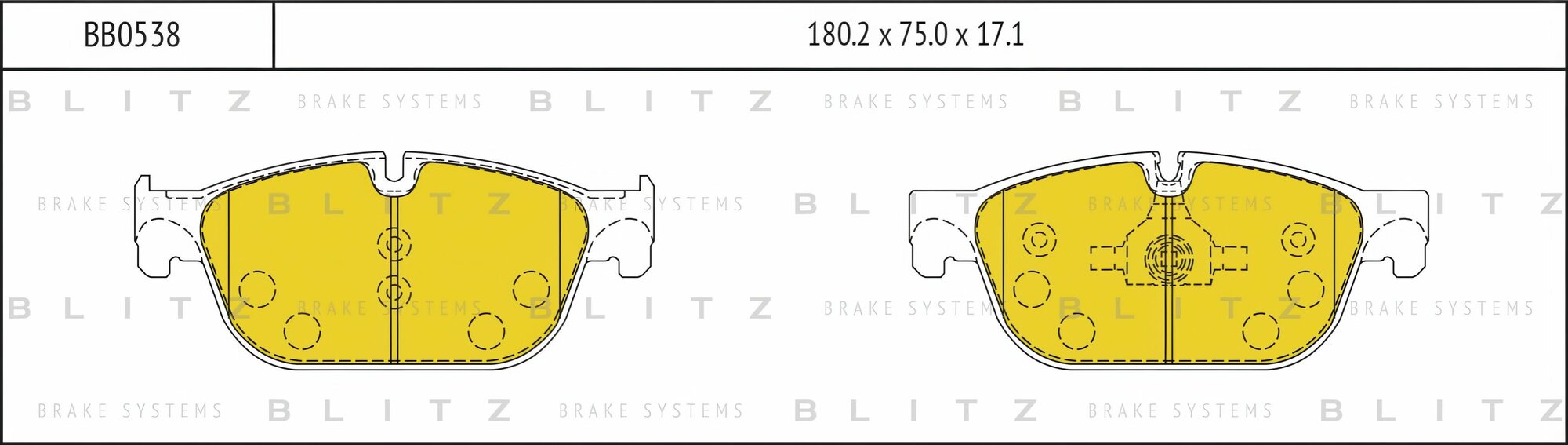 Тормозные колодки передние для Ягуар F-pace, XE, XF, Рейндж Ровер Велар BB0538 BLITZ