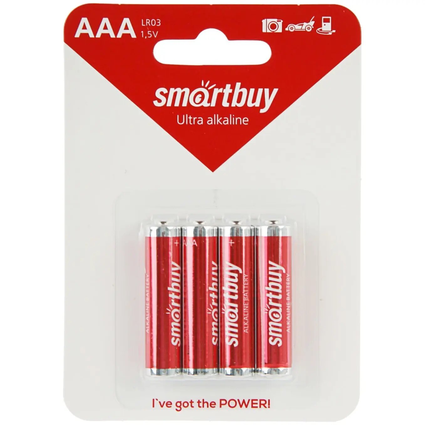 Батарейка AAA alkaline, 1.5V, "smartbuy", высокая энергоёмкость, пластик, красный, для фотоаппаратов и игрушек