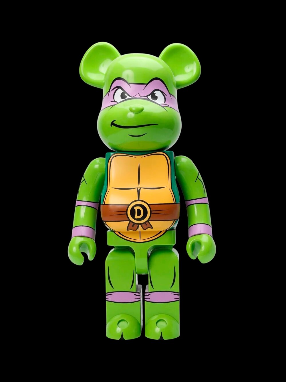 Коллекционная оригинальная фигура Bearbrick x Teenage Mutant Ninja Turtles Donatello 1000% / 70 см высота / ABS пластик