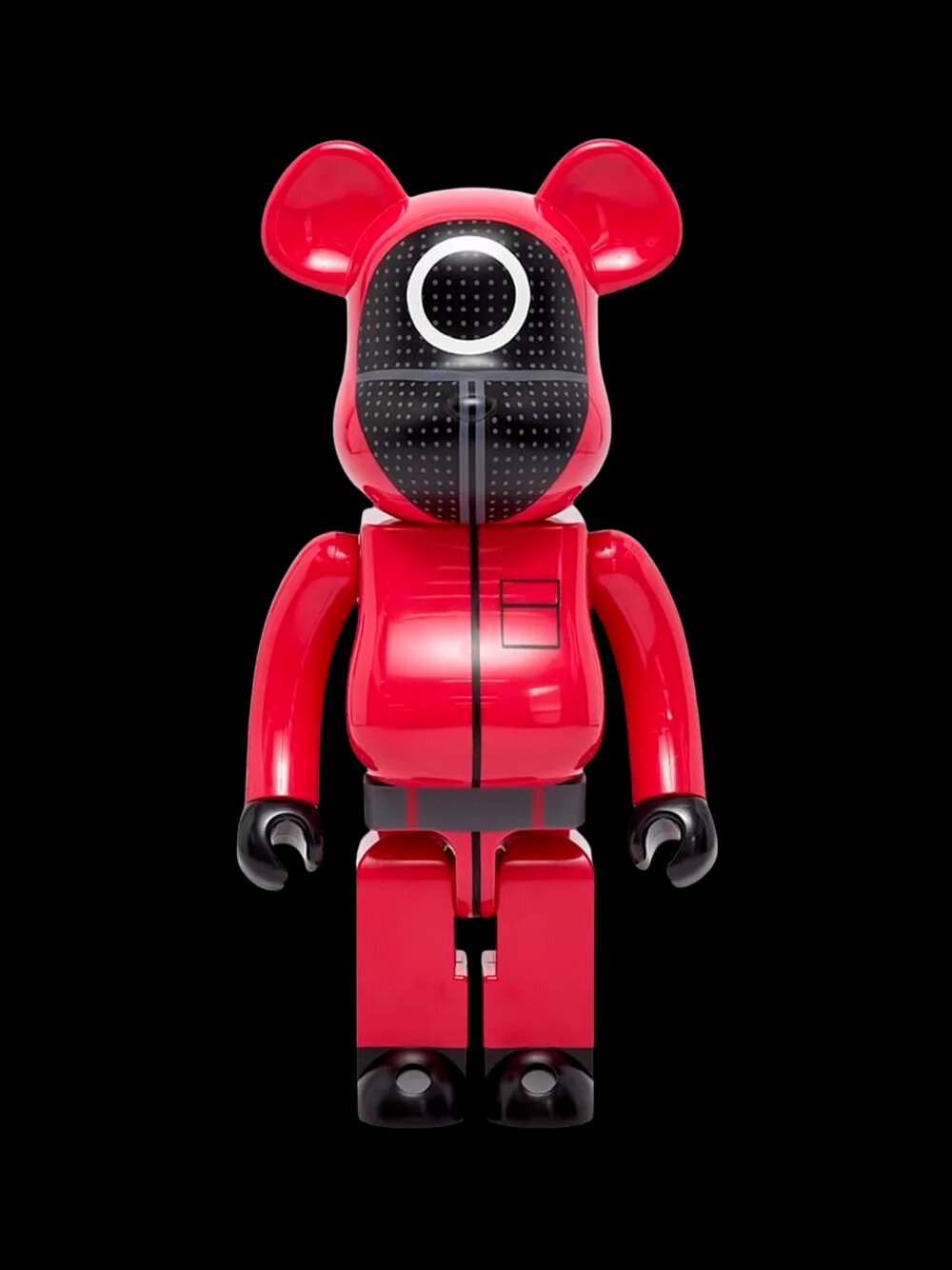 Коллекционная оригинальная фигура Bearbrick Squid Game Worker 1000% / 70 см высота / ABS пластик / Medicom Toy / Красный