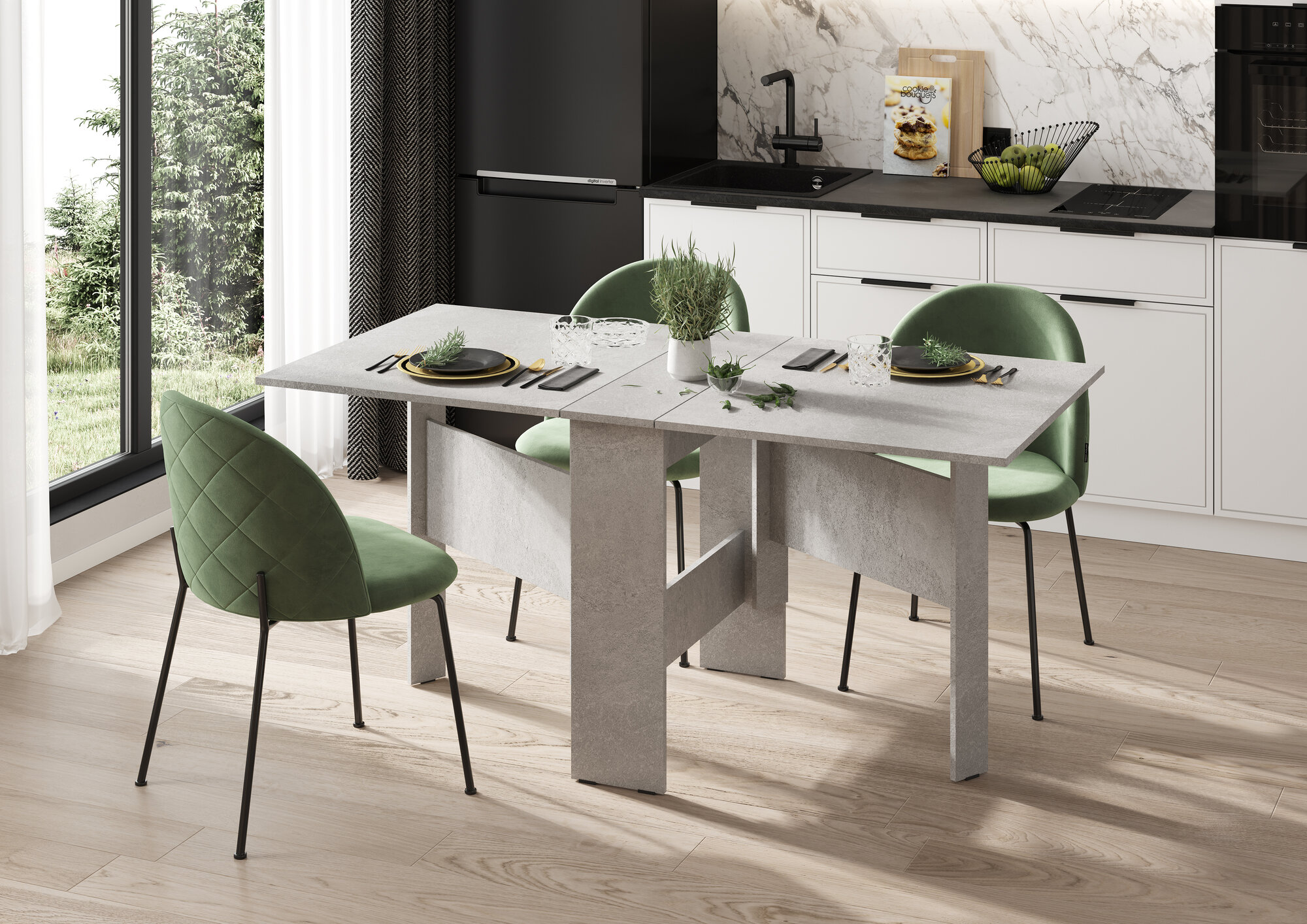 Стол книжка 1600х750х800 (Бетон светлый) МИФ