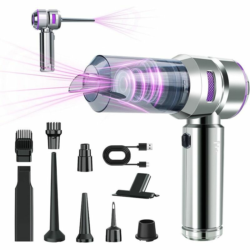 Автомобильный пылесос, мощность всасывания 100Вт, с фильтром HEPA, управление на рукоятке