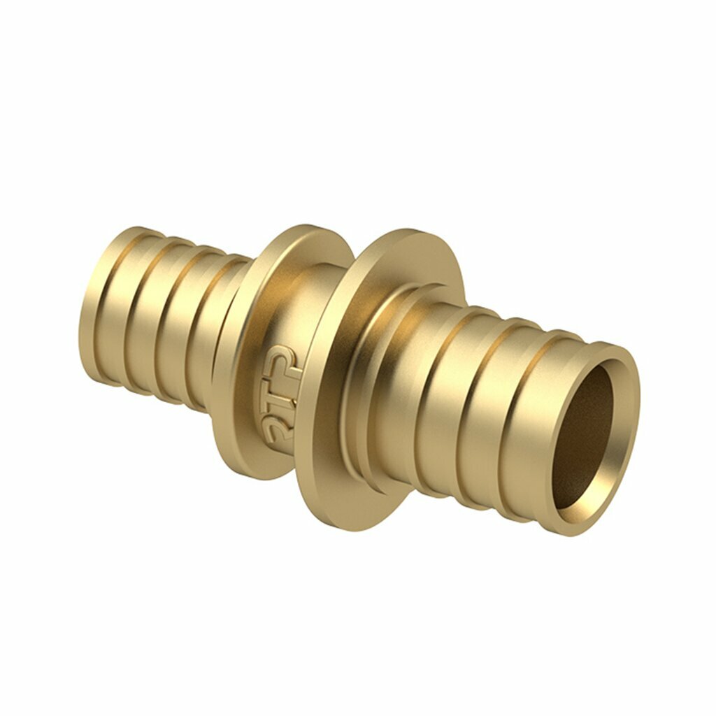 Муфта резьбовая латунная РосТурПласт d16x20 мм для труб, золотой цвет, Россия