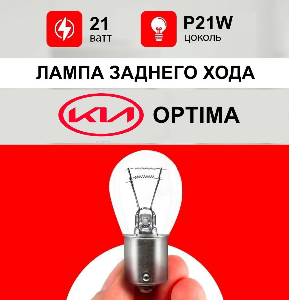 Лампа заднего хода Киа Оптима / лампочка заднего хода для Kia Optima 2018 / P21W 21wt