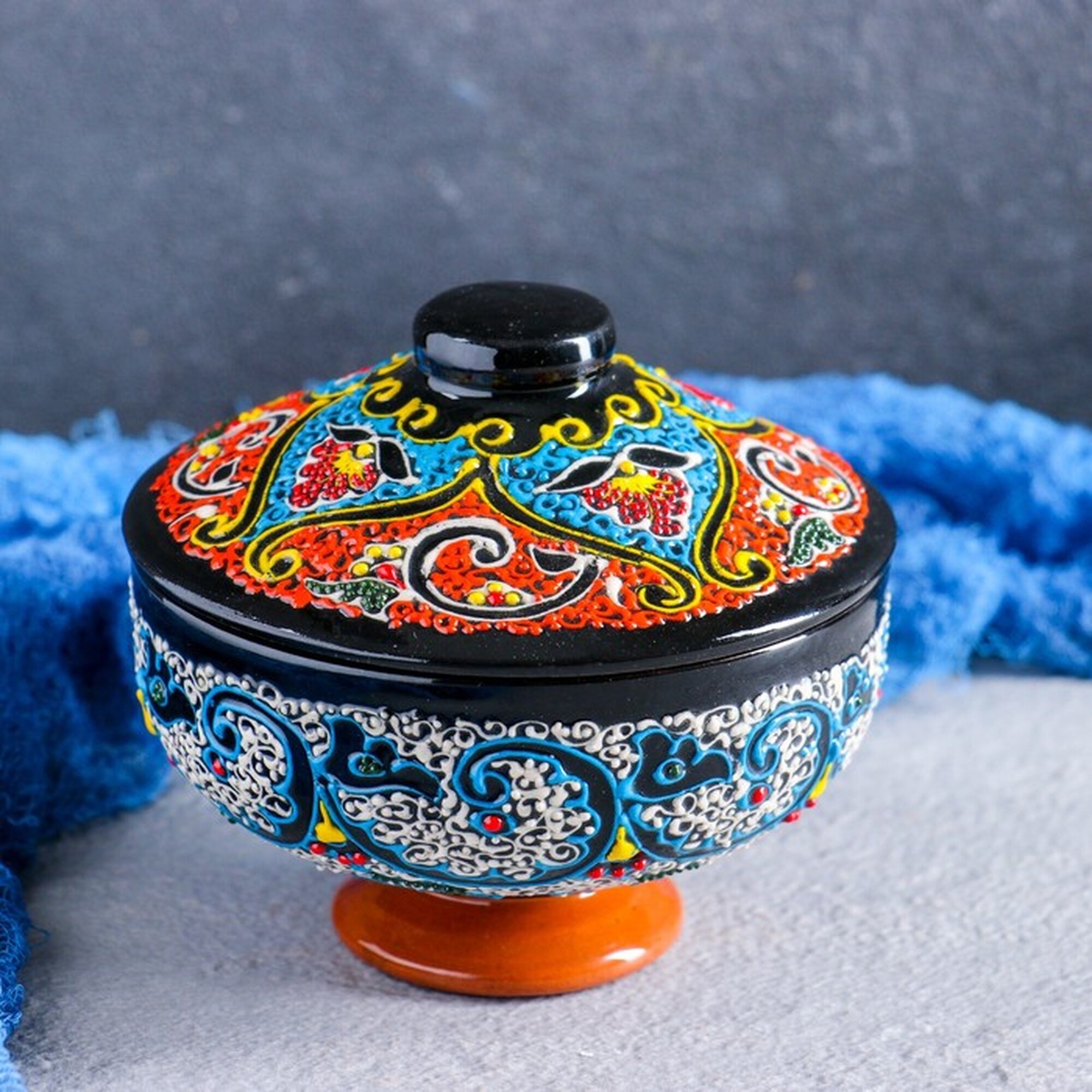 Сахарница Шафран Риштанская Керамика "Самарканд", керамика, 300 мл, микс