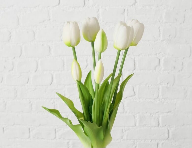 Букет искусственных цветов белые тюльпаны, силикон, 13 см, 5 шт, Boltze 2057223