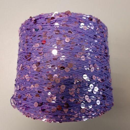 Пряжа с пайетками, Королевская пайетка 3 - 6мм, 90гр. Сиреневый