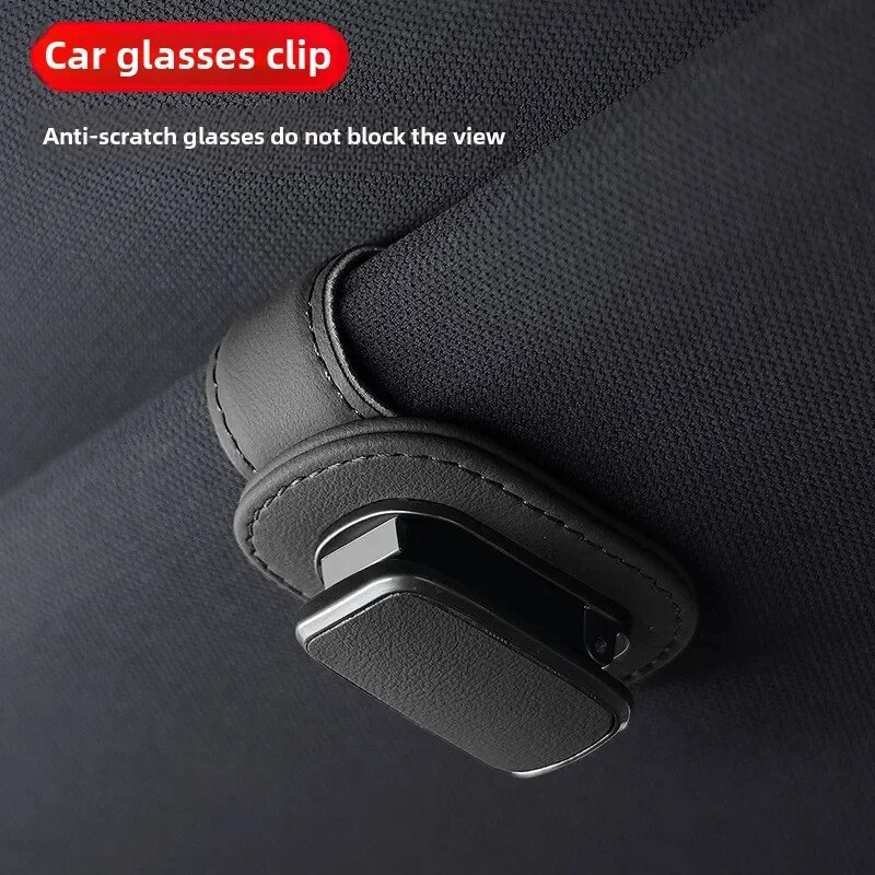 Универсальный автомобильный держатель для солнцезащитных очков, автомобильный металлический кожаный зажим, держатель для билетов, авто солнцезащитный козырек, коробка для очков, украшения, аксессуары Black