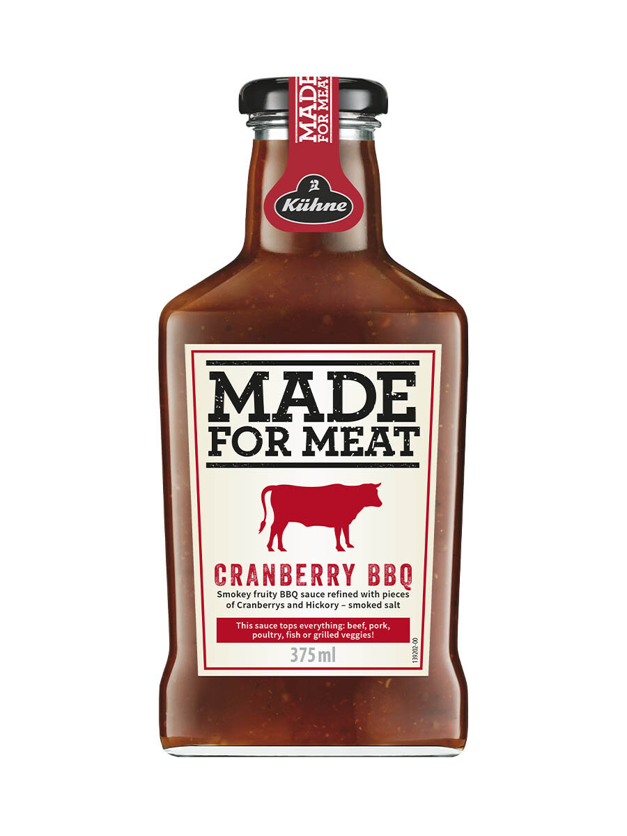 Соус томатный Kuhne “Made for Meat” Cranberry BBQ барбекю с клюквой, 375 мл