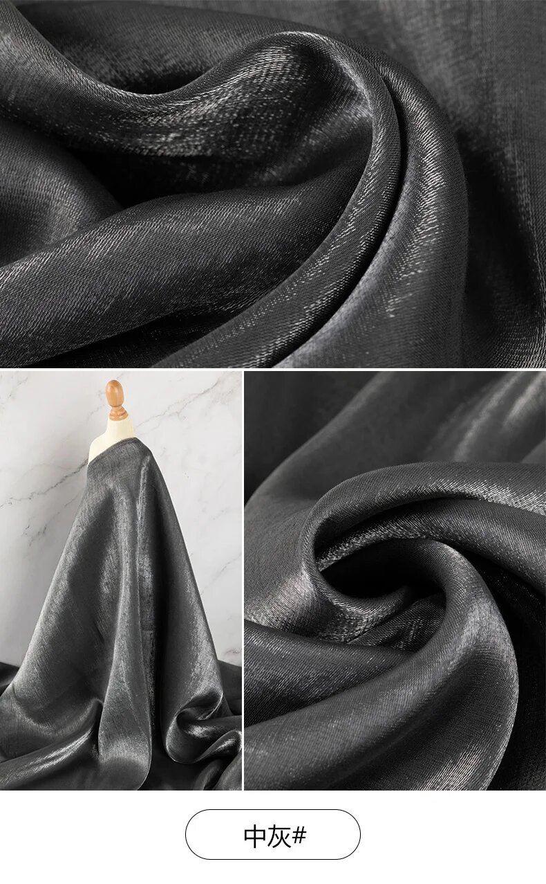 Шелковая атласная ткань мерсеризованная полиэстер+вискоза для пошива Черный, 15 Mid Grey