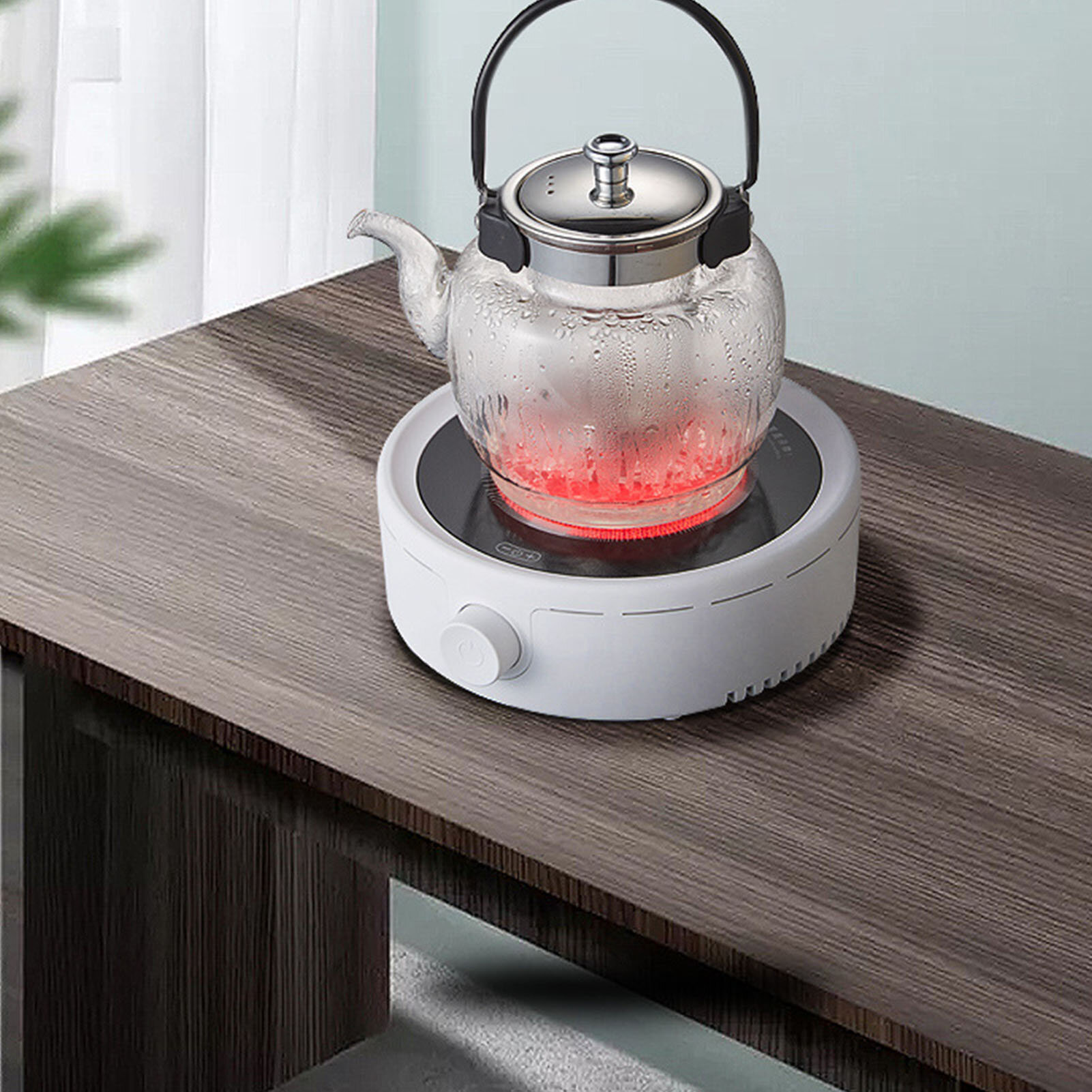 Бесшумная электрическая чайная плита, маленькая керамическая плита для приготовления кипящей воды, ручка для приготовления кофе, регулируемая вилка CN