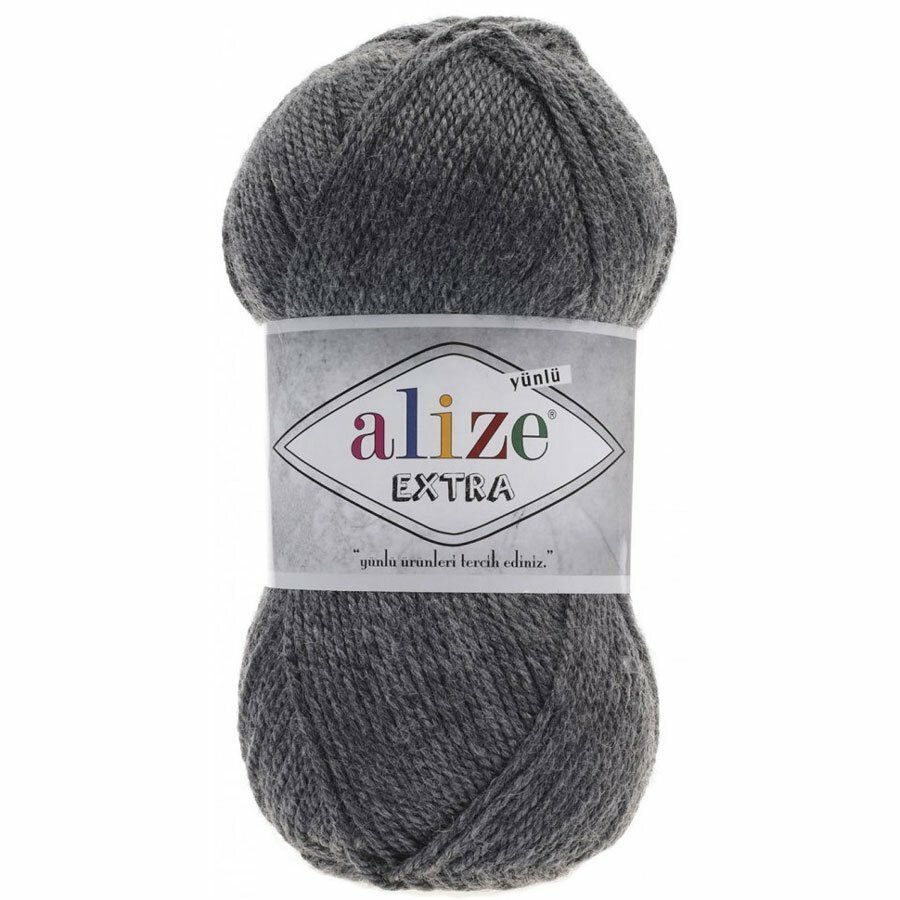 Пряжа Alize EXTRA 182 т. серый меланж (5 мотков)