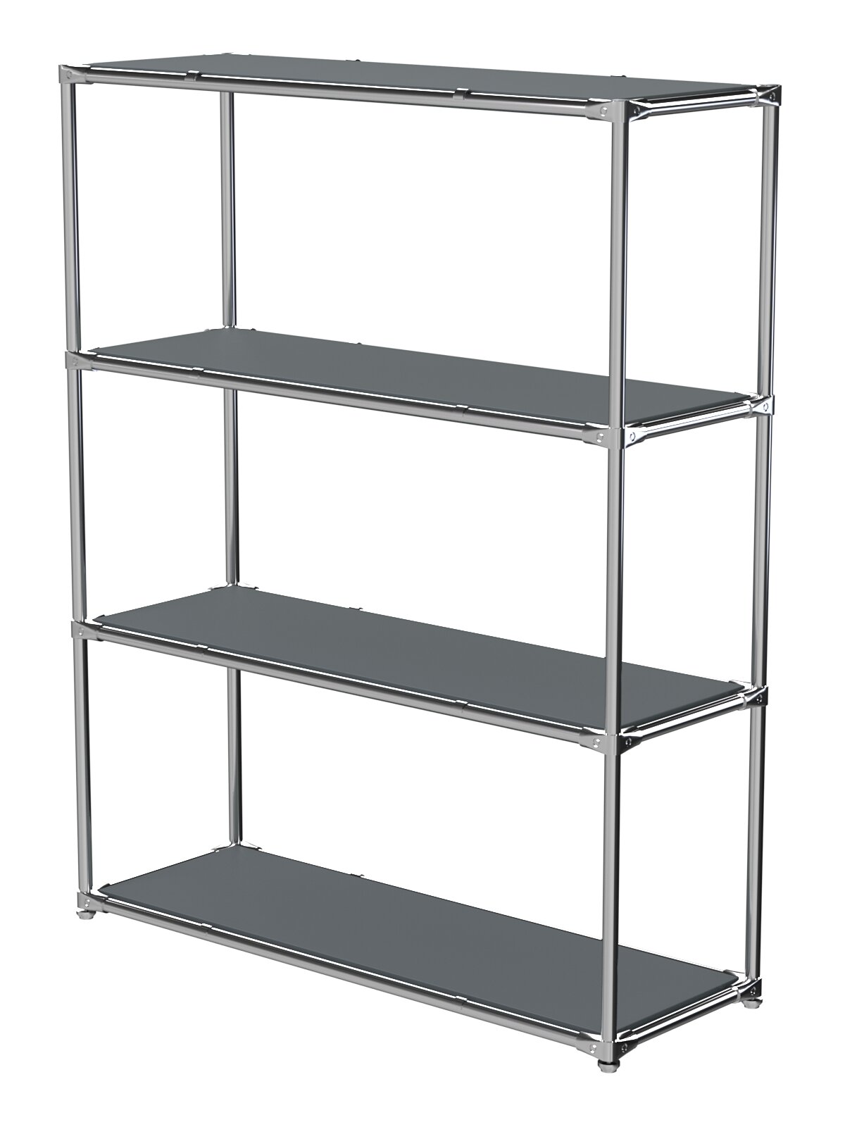 Торговый хромированный стеллаж с полками ДСП №7, Темно-Серый