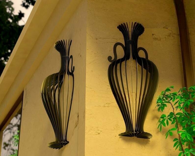 Декор для дома и улицы из металла, настенный декор - Амфора №6 (1 шт)