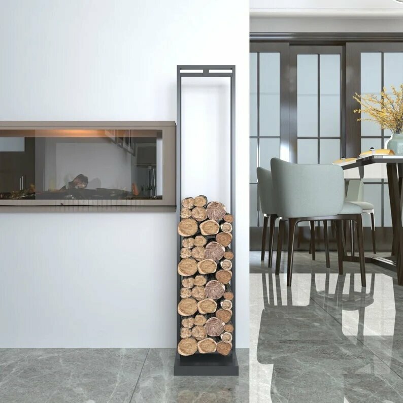 Дровница металлическая, подставка для дров в стиле лофт 25х25х150