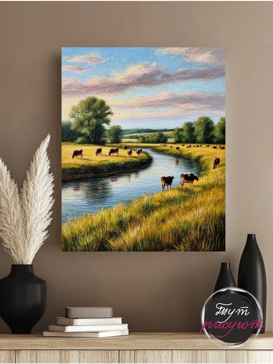 Картина интерьерная на стену Коровы размер 40х50 см Тут Рисуют