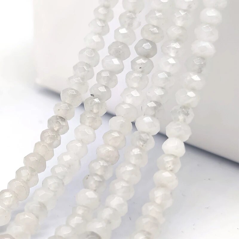 Белые бусины из нефрита 2-4 мм, граненые плоские бусины из натурального камня, свободные бусины, рукоделие, серьги для браслета