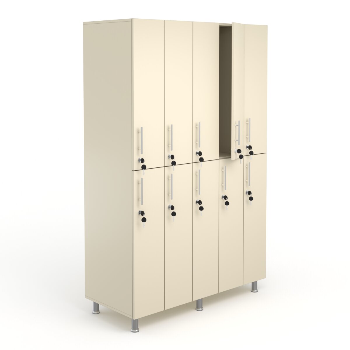 Шкаф для раздевалок 5-секционный 10ти-местный, Крем Вайс. Производитель товара - компания Westcom.
