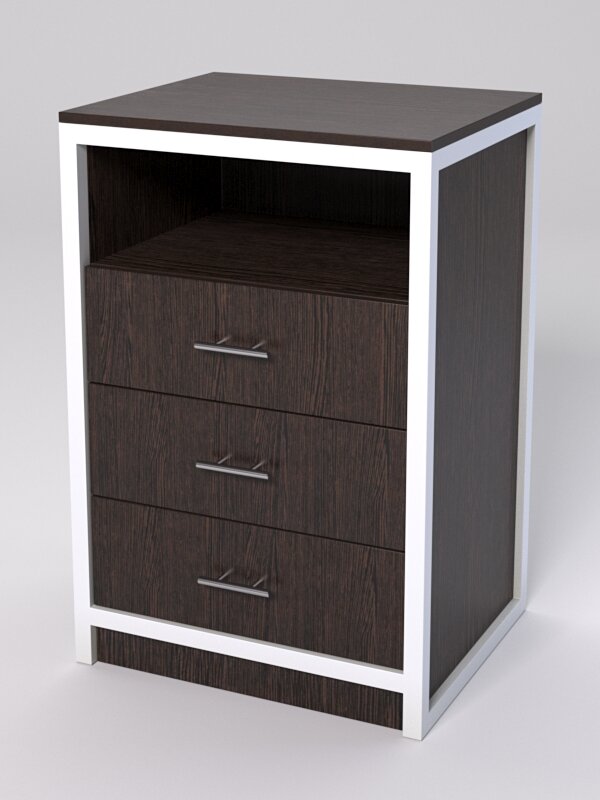 Тумба для офисной техники №4 "стронг" в стиле лофт, Дуб Венге + металлический каркас Белый