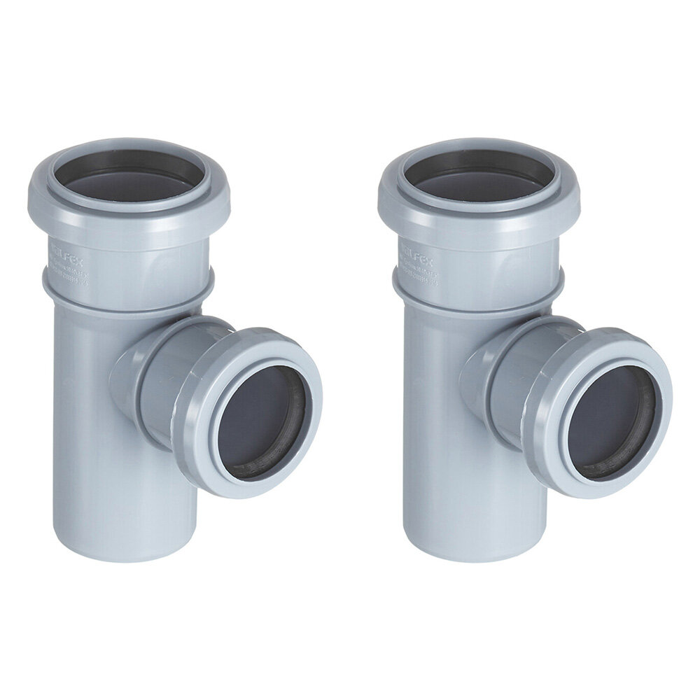 Тройник d50х40 мм 87 град. пластиковый для внутренней канализации (2 шт.)