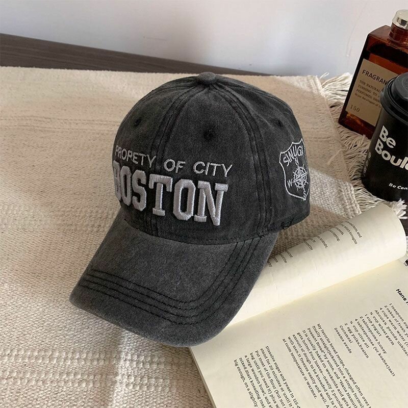 Американская бейсболка в стиле ретро, женская весенне-летняя кепка с вышивкой на лице, маленькая большая окружность головы, фуражка с широкими полями