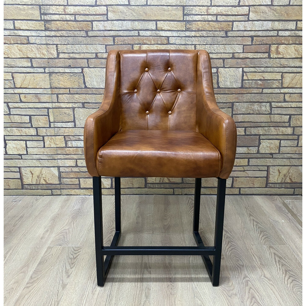 Барный Стул Ливр Лофт размер: 60 х 60 см, натуральная кожа цвет: коричневый тон2
