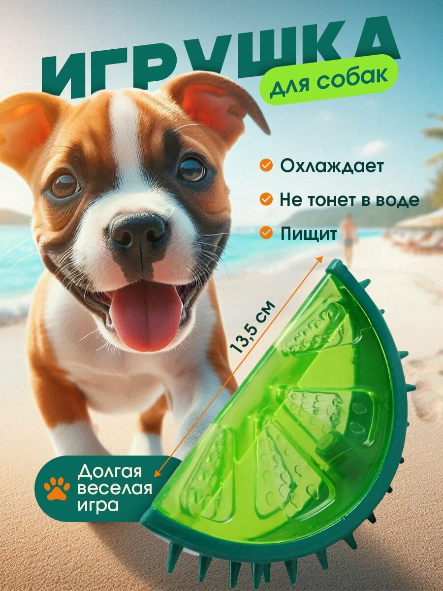 Игрушка для собак охлаждающая, с пищалкой, лайм