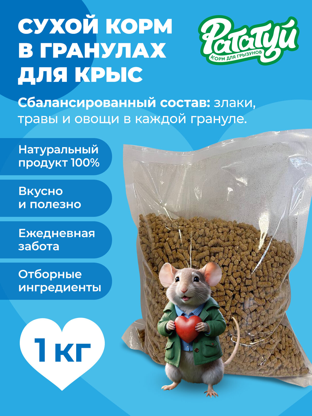 Премиум сухой корм в гранулах для крыс