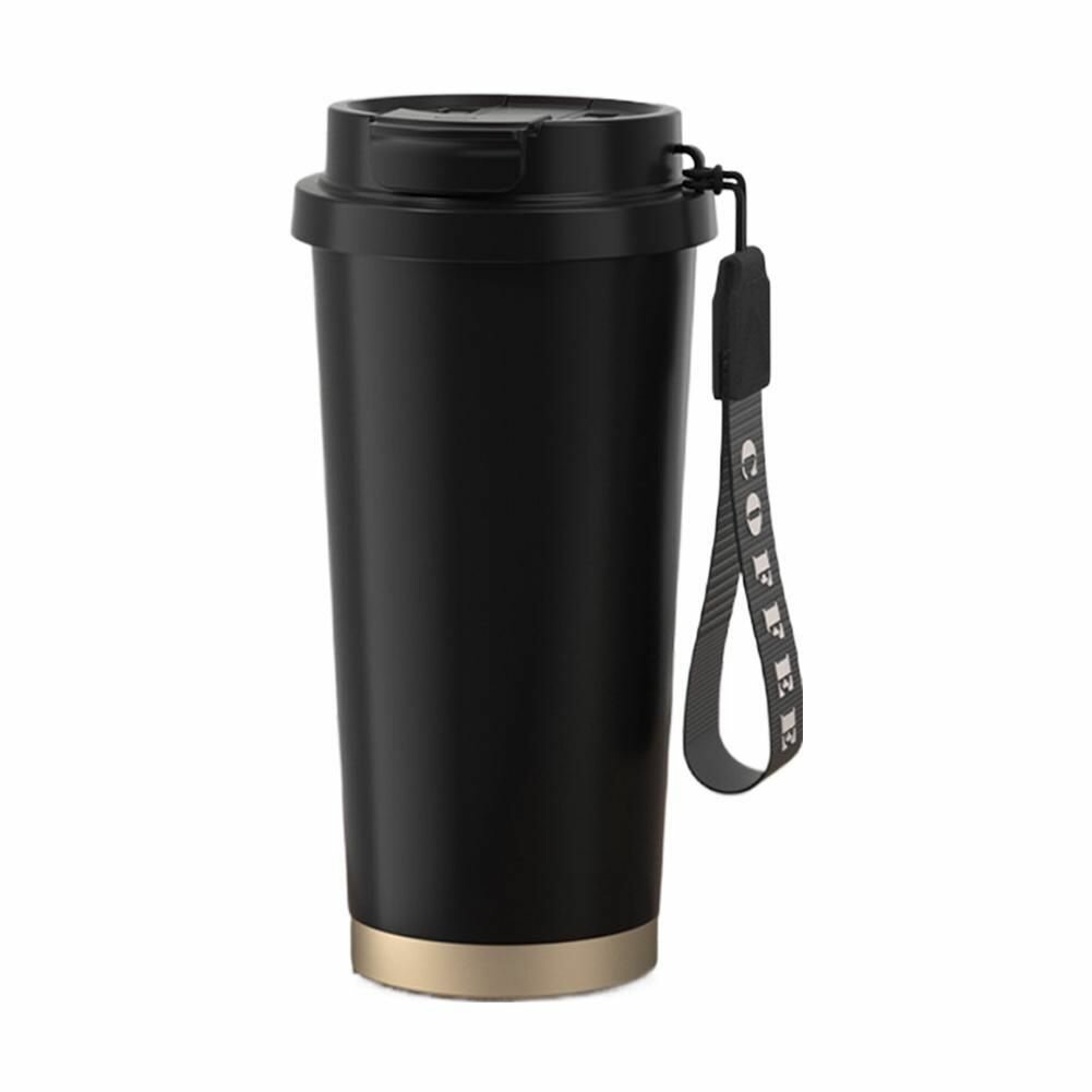 Изотермическая кружка с керамическим покрытием, 530 мл, с крышкой и ремешком, для путешествий и кемпинга