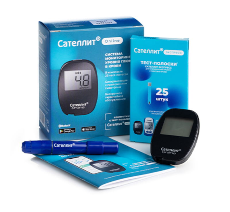 Сателлит Онлайн Глюкометр+Тест-Полоски №25