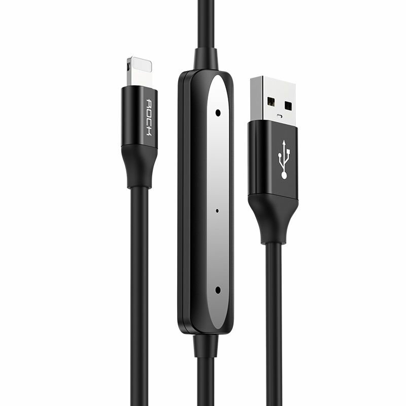 Умный зарядный кабель ROCK USB-A to Lightning 2.4A, с голосовым помощником