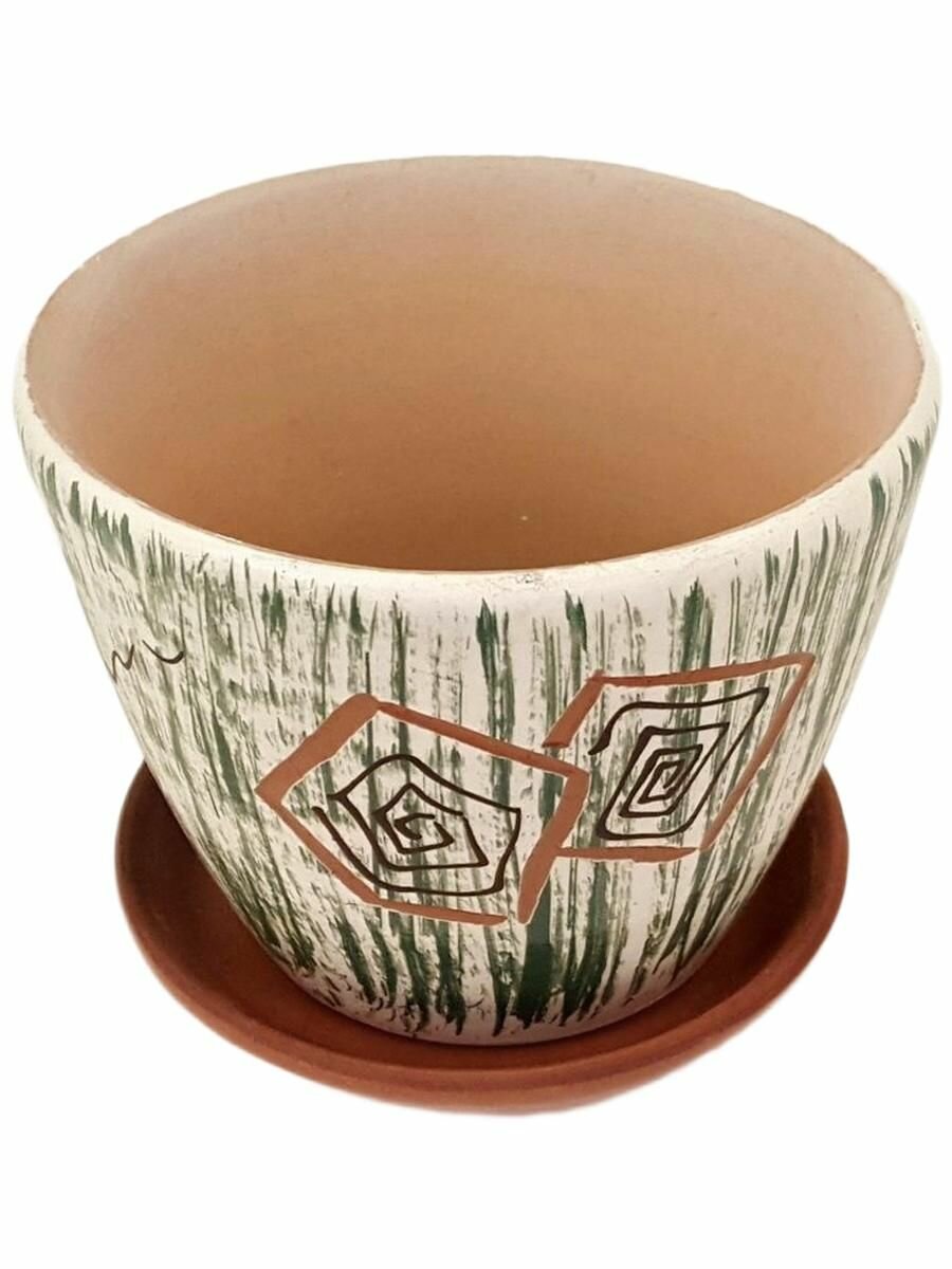 Цветочный горшок "Пирамида" 0,5 л. (3), глина, керамика, Тарусская керамика