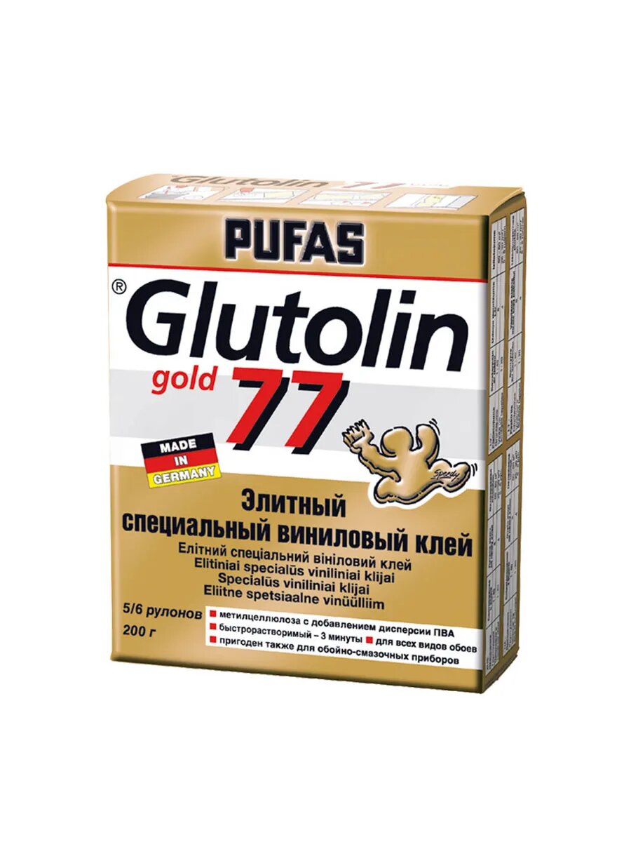 Клей для обоев PUFAS, для виниловых и флизелиновых обоев, прозрачный, 0,2 кг