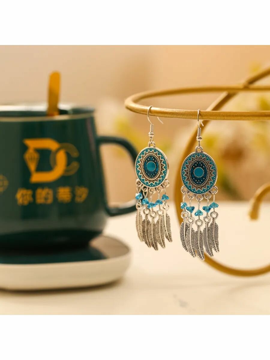 Серьги, бирюза синтетическая, эмаль